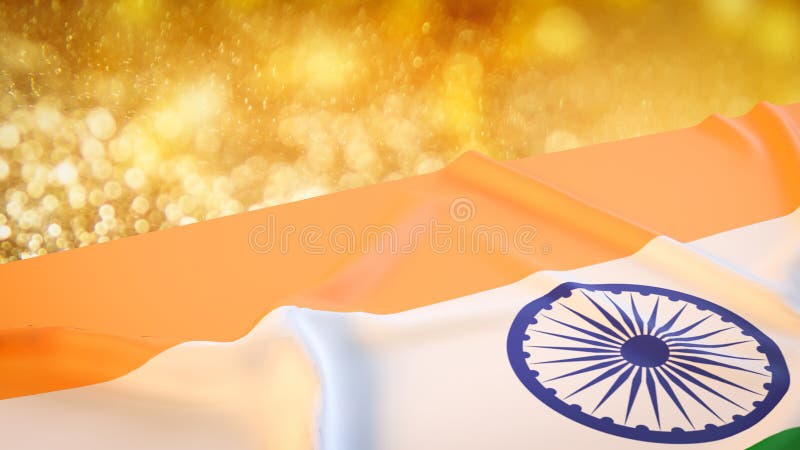 The India Flag and Gold Bokeh for Background Concept 3d Rendering Stock ...