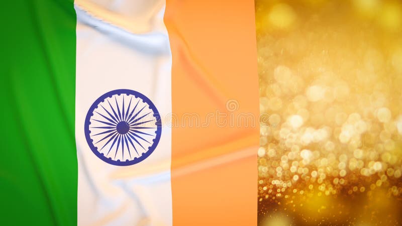 The India Flag and Gold Bokeh for Background Concept 3d Rendering Stock ...