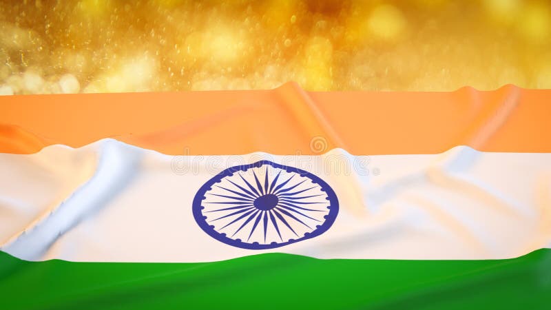 The India Flag and Gold Bokeh for Background Concept 3d Rendering Stock ...