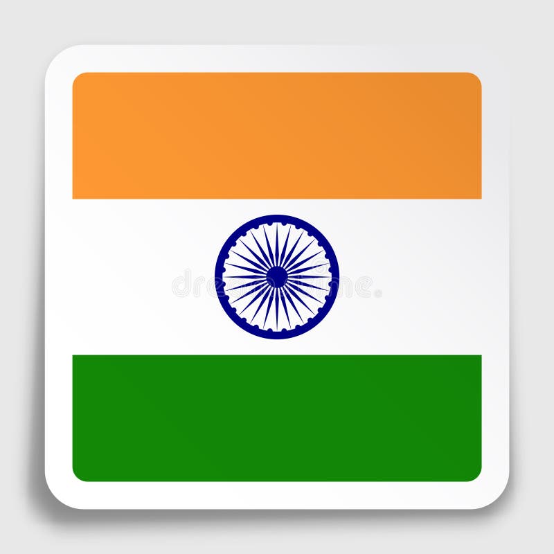 India Flag Icon on Paper Square Sticker with Shadow. Button for Mobile ...