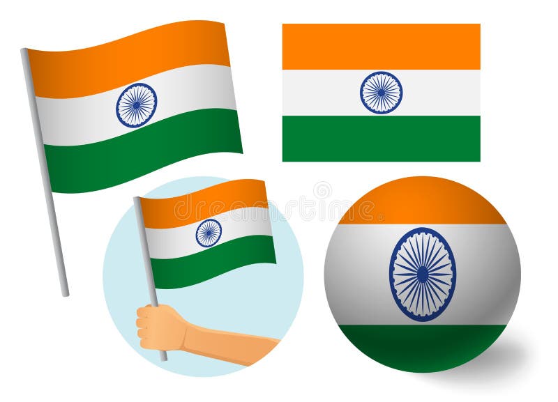 India flag icon set stock illustration. Illustration of isolated ...