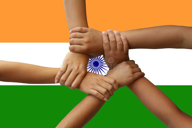 India Flag, Intergration of a Multicultural Group of Young People Stock ...