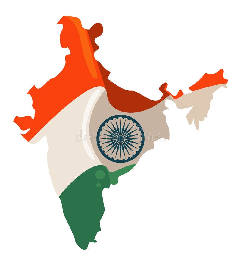 India flag in map stock vector. Illustration of color - 270978383