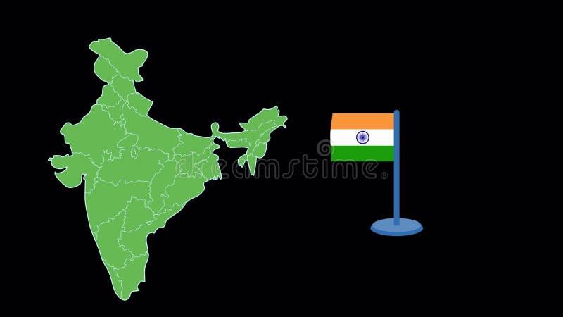 India Flag and Map Shape Animation Stock Video - Video of territory ...