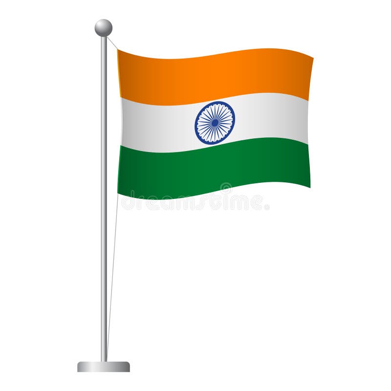 India Flag on Pole and Ball Icon Stock Illustration - Illustration of ...