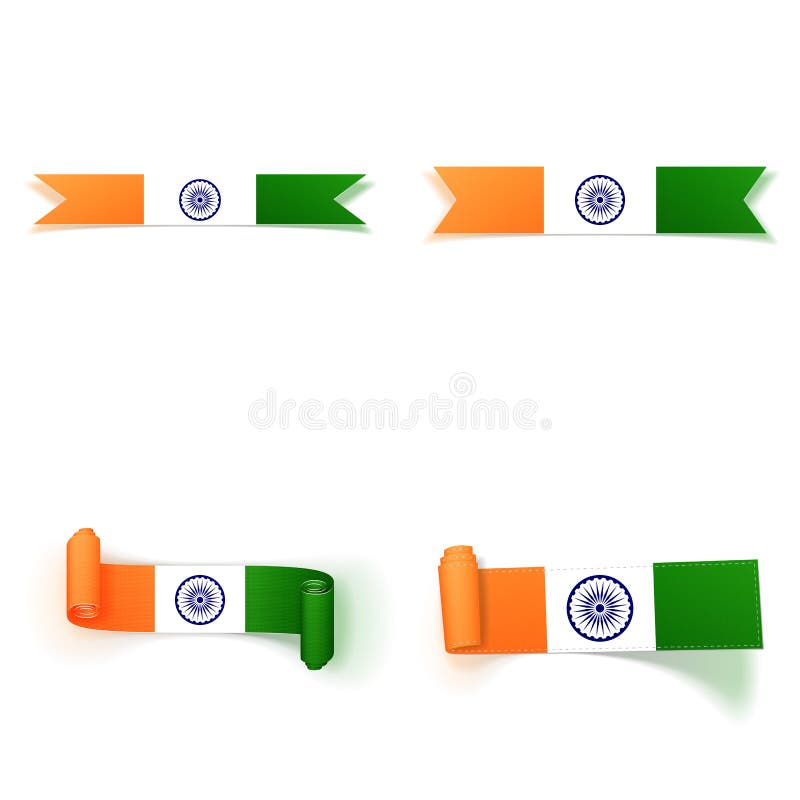 India Flag Realistic Ribbons Set Stock Illustrations – 5 India Flag ...