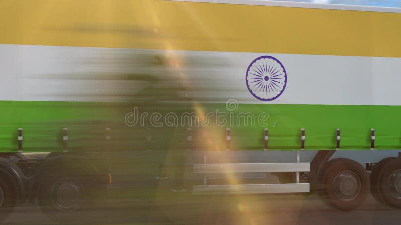 India Flag Shown on the Side of a Large Truck Stock Video - Video of ...