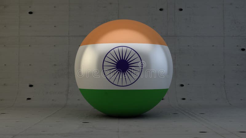 India Flag Sphere Icon Isolated in Concrete Room Stock Illustration ...