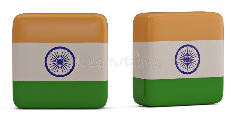 India Flag Square Symbol Isolated on White Background. 3D Illustration ...