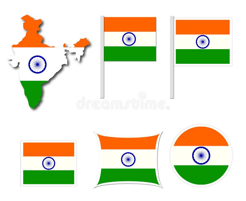 India Flags on Many Objects Ilustration Stock Vector - Illustration of ...