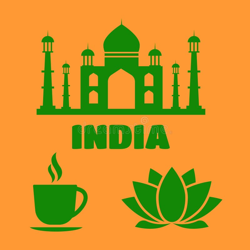 India Flat Icons with National Landmarks. India Sign Stock Illustration ...