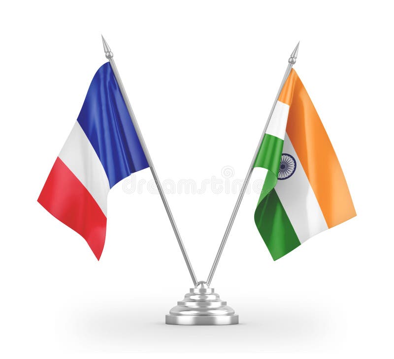 France and India Table Flags Isolated on White 3D Rendering Stock ...