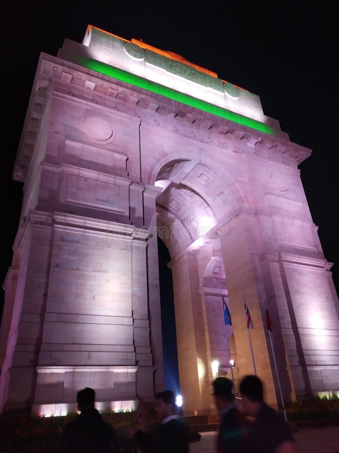 India Gate at Delhi People Night Show Light Editorial Photo - Image of ...