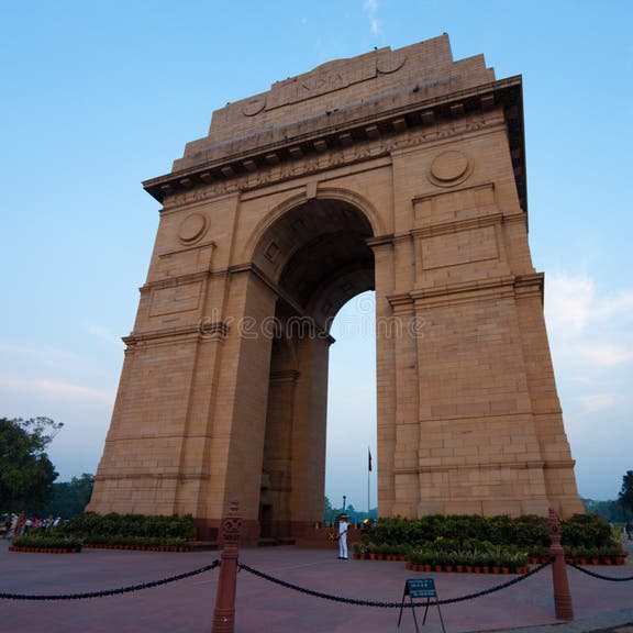 India Gate Evening Blue Sky Horizontal Stock Image - Image of india ...