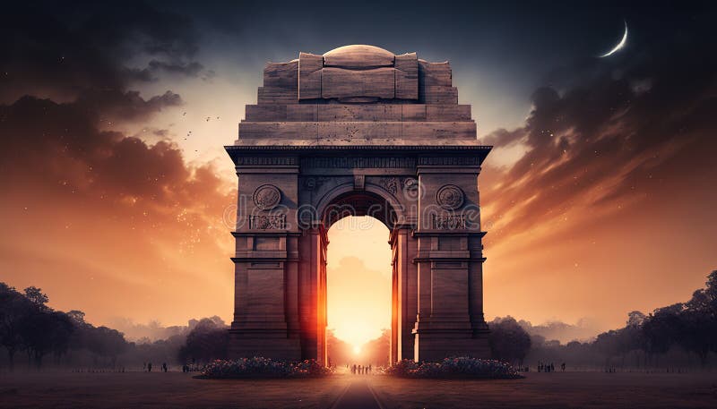 India Gate Illustration Indian Monuments Illustration Generative AI ...