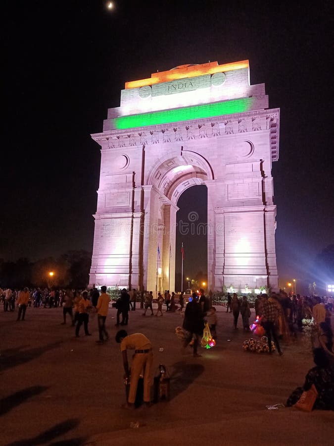 India Gate editorial photography. Image of place, night - 152755697