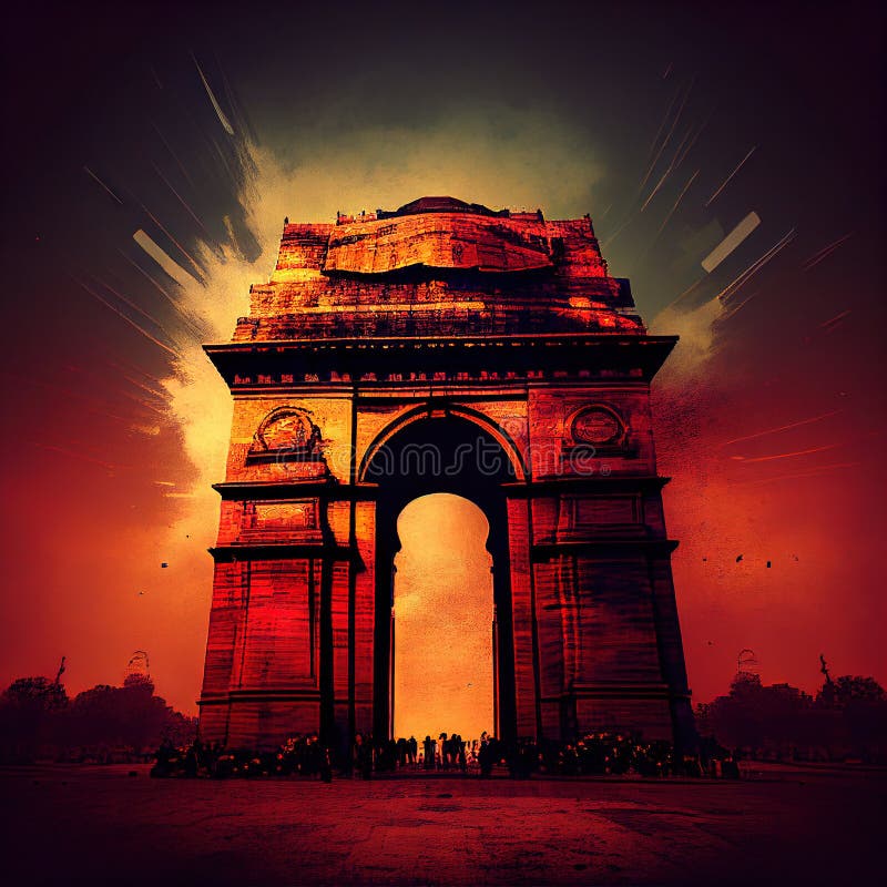 India Gate Monument Illustration Generative Ai Stock Photo - Image of ...
