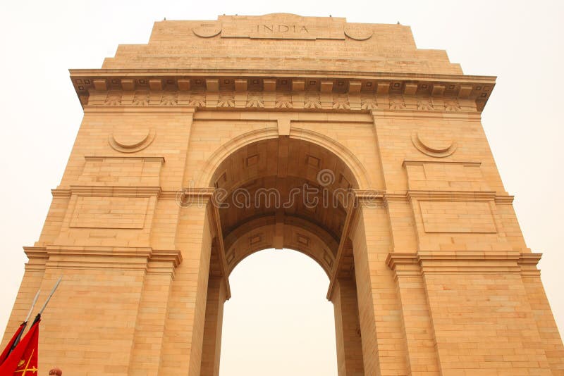 India Gate, New Delhi stock image. Image of tall, flags - 16809691