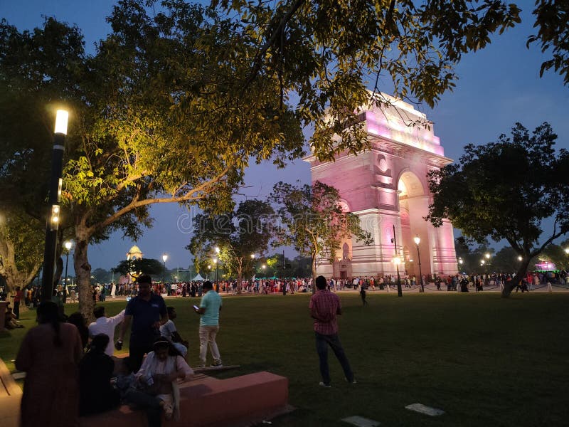 India Gate in New Delhi Night Time Editorial Photography - Image of ...
