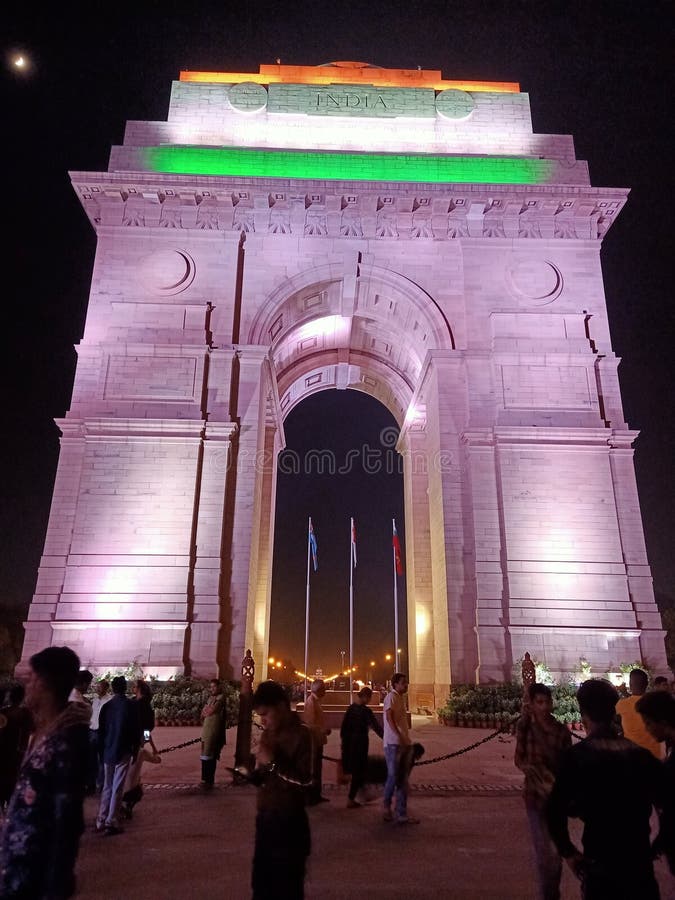 India Gate at Night editorial photography. Image of touristplace ...