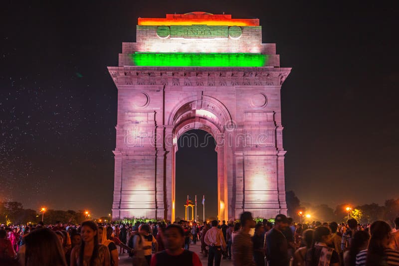 India Gate during Night at New Delhi,India Editorial Photography ...