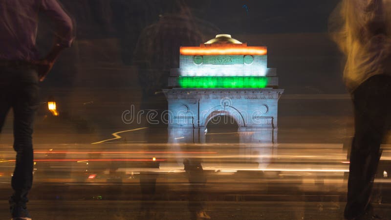 India Gate during Night Time. Chaos during Night Editorial Image ...