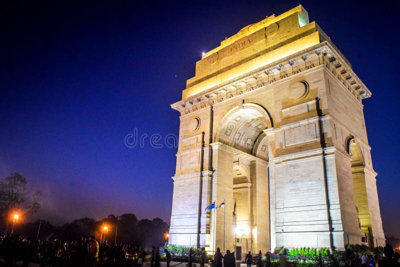 India Gate night view stock photo. Image of night, colors - 94531838