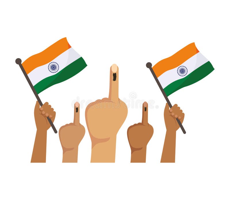 India General Election Hands and Flags Stock Vector - Illustration of ...
