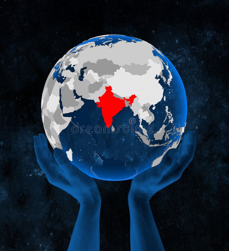 India on globe in hands stock illustration. Illustration of asian ...