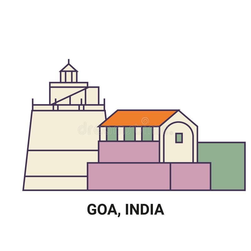 India, Goa Travel Landmark Vector Illustration Stock Illustration ...