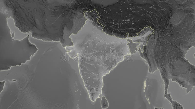 India - Grayscale. Country and Globe, Composition Stock Illustration ...
