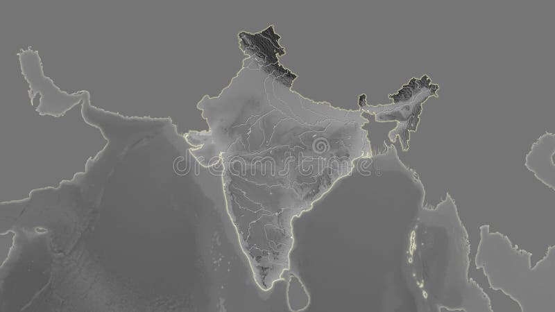 India - Grayscale. Country and Globe, Composition Stock Illustration ...