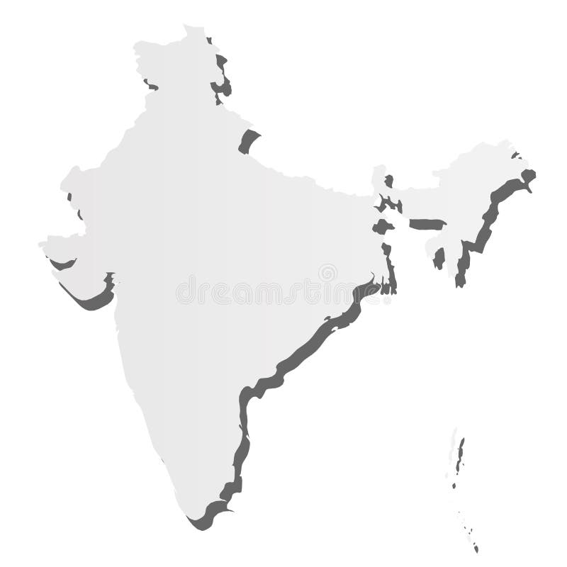Map of India Black Thick Outline Highlighted with Neighbor Countries ...