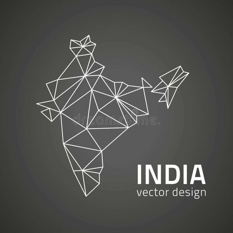 India Dark Vector Contour Triangle Perspective Map Stock Vector ...