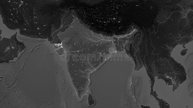 India Highlighted. Grayscale Stock Illustration - Illustration of land ...