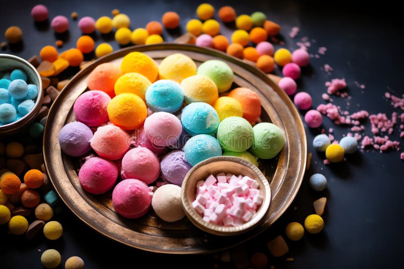India Holi Sweets Displayed on a Plate, Festival Celebration with Copy ...