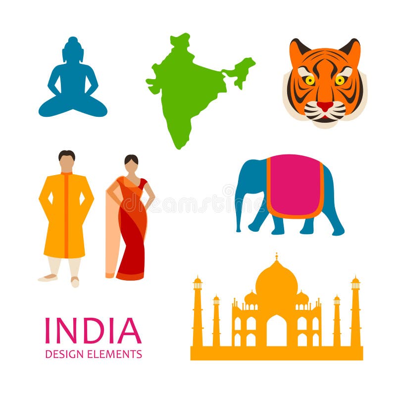 India icons set stock vector. Illustration of famous - 49483215