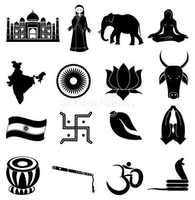 India icons set stock vector. Illustration of famous - 49483215