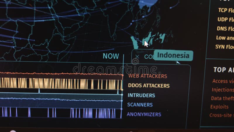 Cyber Attack, Cyber Security and Global Network Concept. World Map on ...