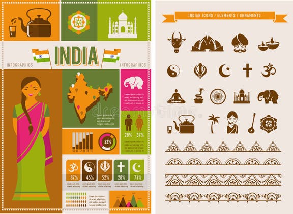 India Infographics and Elements Stock Vector - Illustration of asia ...