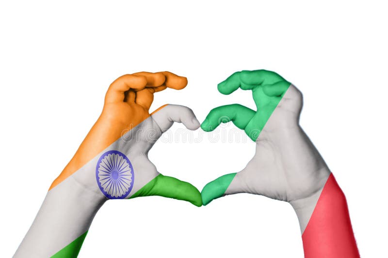 India Italy Heart, Hand Gesture Making Heart Stock Photo - Image of ...