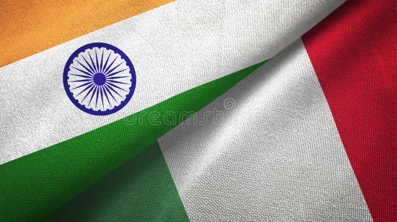 India and Italy Two Flags Textile Cloth, Fabric Texture Stock ...