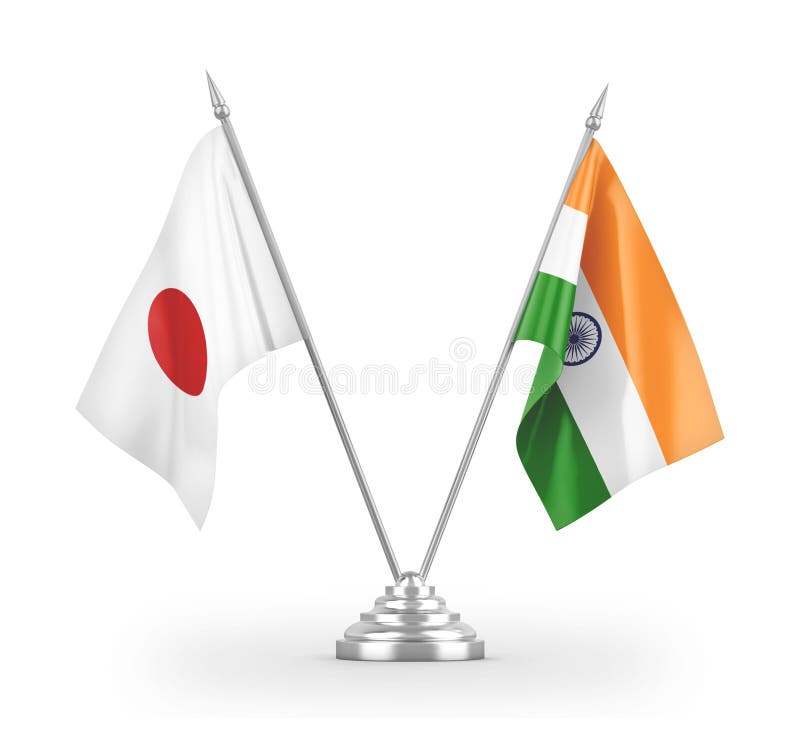 India and Japan Flags Together, Crumpled Paper Effect 3D Illustration ...