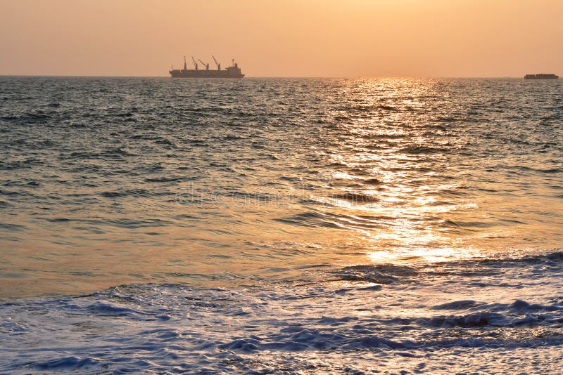 India, Kerala. Beach of the Indian Ocean at Sunset Stock Image - Image ...