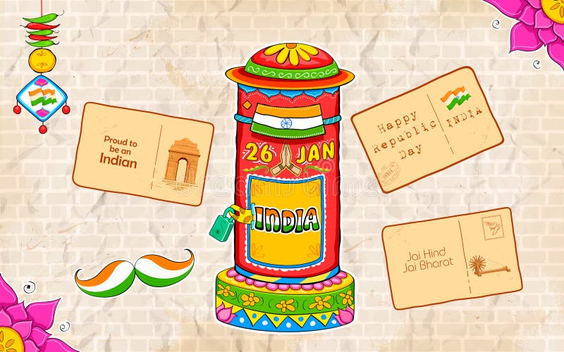 India Kitsch Style Post Box Letter Stock Illustrations – 1 India Kitsch ...