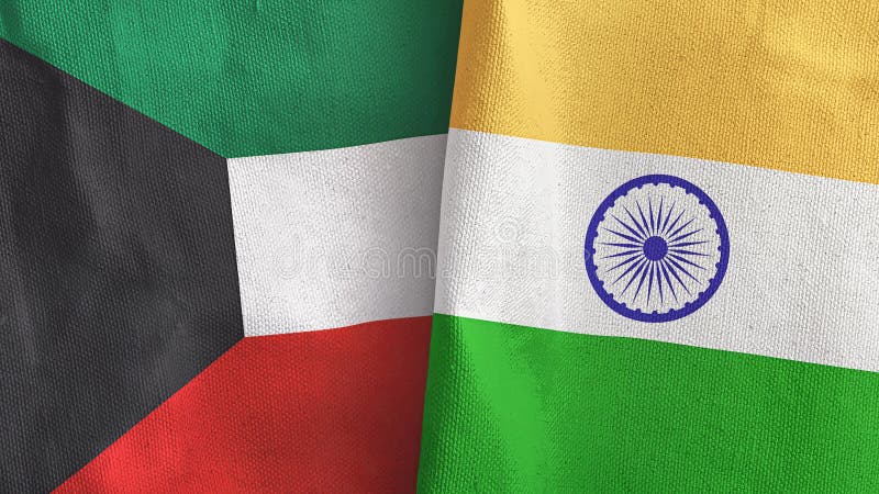 India and Kuwait Realistic Flag â€“ Fabric Texture Illustration Stock ...