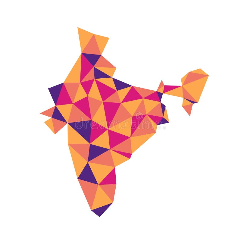 India Low Poly Geometric Style Map Stock Vector - Illustration of ...
