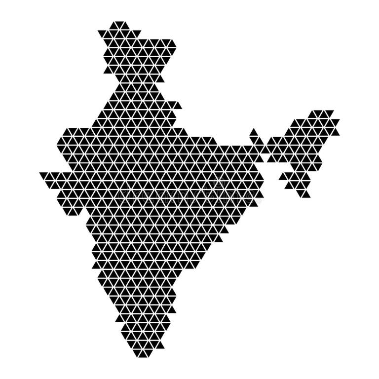 India Map Abstract Schematic from Black Triangles Repeating Pattern ...