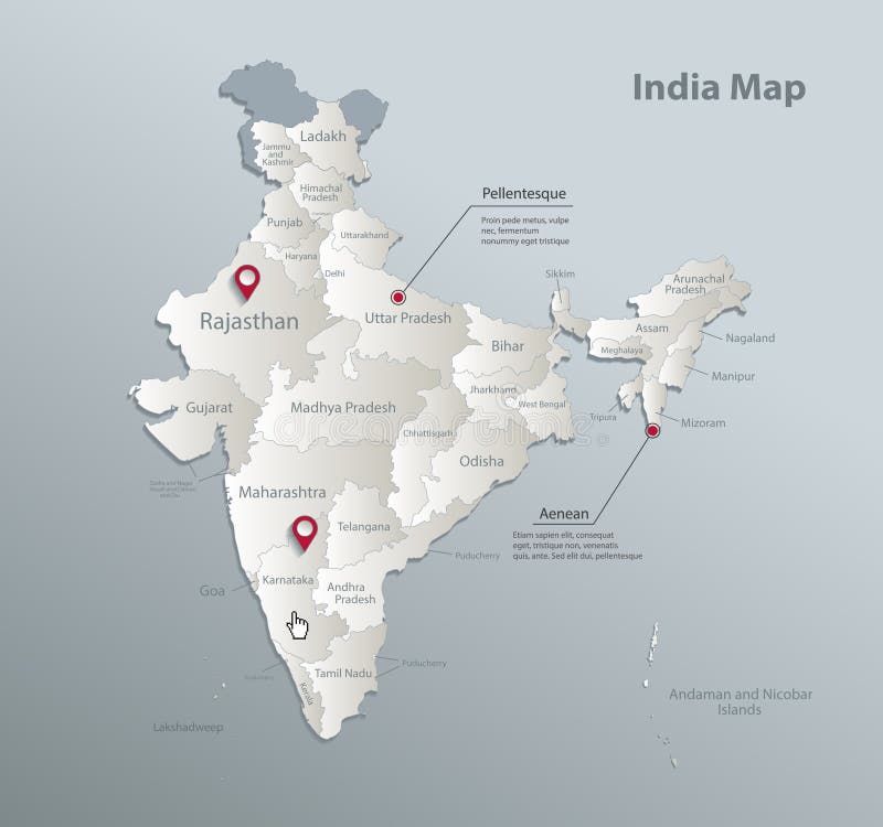 India Map, Administrative Division, Separate Individual Regions, New ...