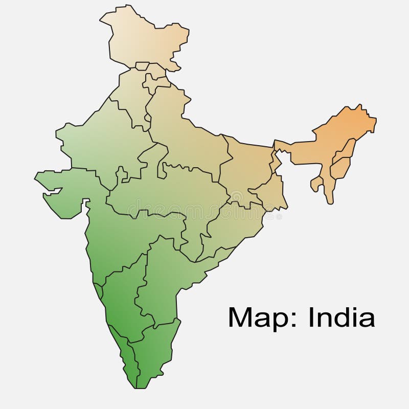 India Map of Black Contour Curves of Vector Illustration Stock Vector ...